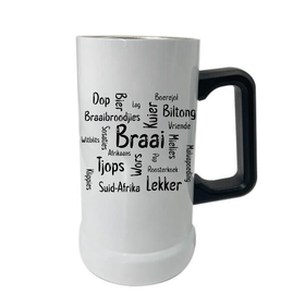 Braai, Tjops, Bier - Sublimated Double Wall Stainless steel 750ml Beer ...