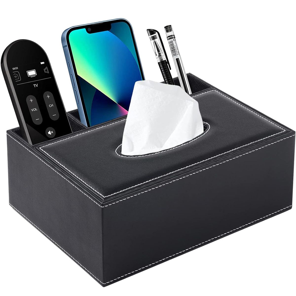 Tissue Box Cover Multifunctional Remote Control Holder Organizer ...