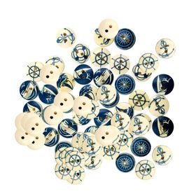 Craft DIY Assorted Nautical Wooden 2 Holes Buttons Sailing 100 Piece ...