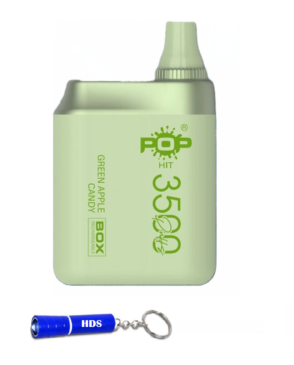 Pop Hit 3500 Puff Disposable Vape -Green Apple Candy with HDS Keyring ...