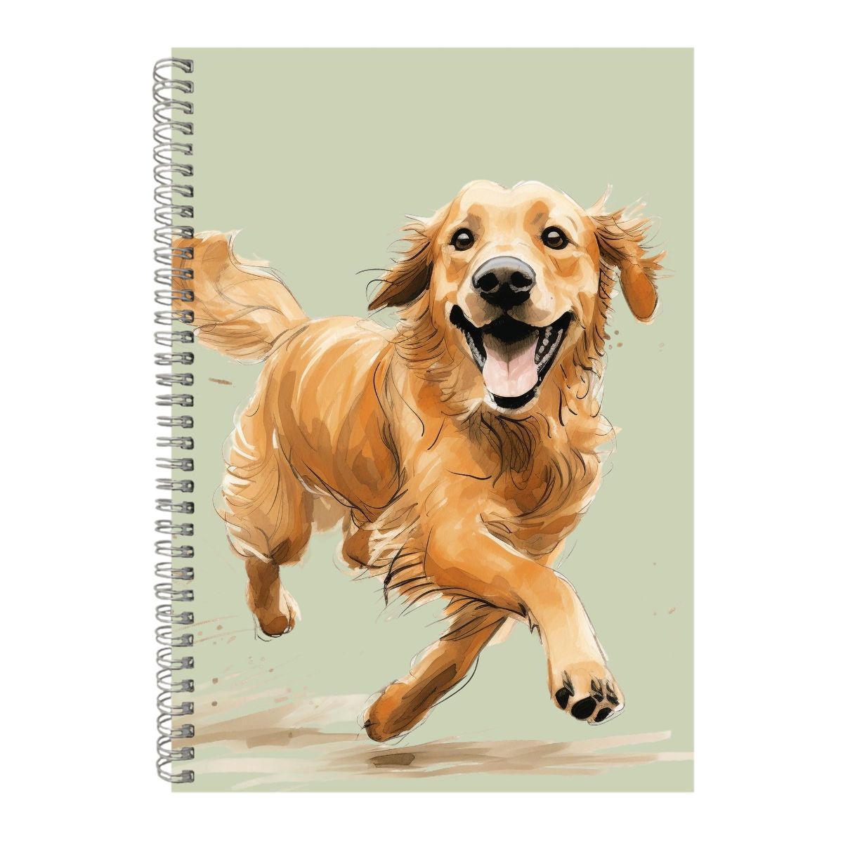 Running A4 Notebook Spiral Lined Golden Retriever Graphic Notepad Gift ...