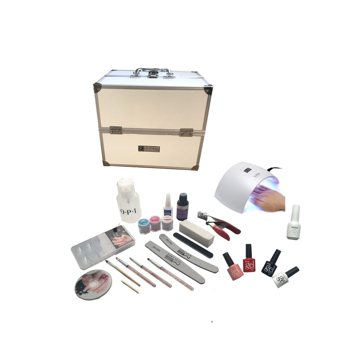 Professional Lock-up and go Nail Kit with a Case and UV Lamp - 24 Piece ...