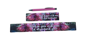 15cm, 30cm MDF Rulers with Pen Combo - Pink Proteas-Plant die goeie ...