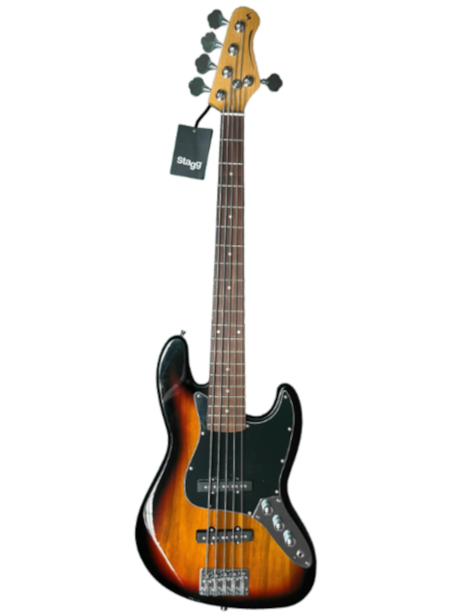 Stagg SBJ30 Sunburst Standard "J" Electric Bass Guitar - 5 String ...