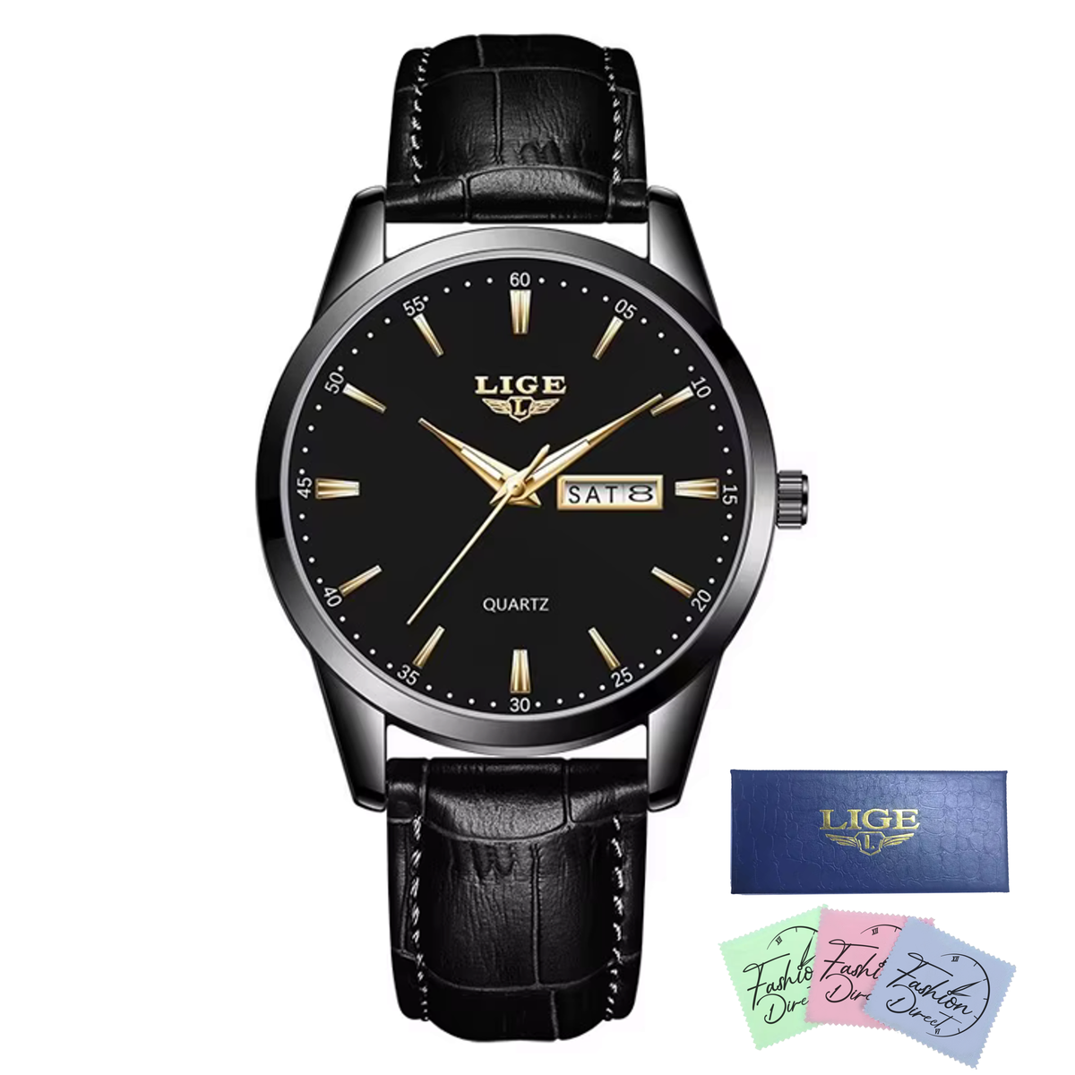 LIGE - Men Luxury Leather Strap Formal Analogue Quartz Watch | Shop ...