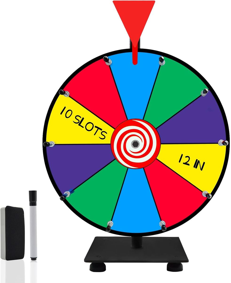 30cm Spinning Wheel for Prizes, Heavy Duty Base with 10 Slots Prize ...