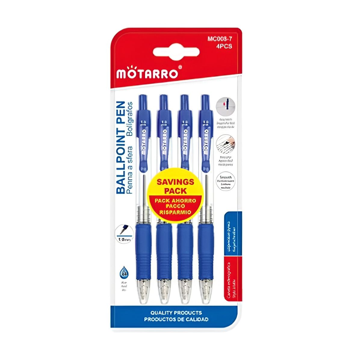 Motarro Ballpoint Click Blue Pens 1.0mm 4pcs | Shop Today. Get it ...