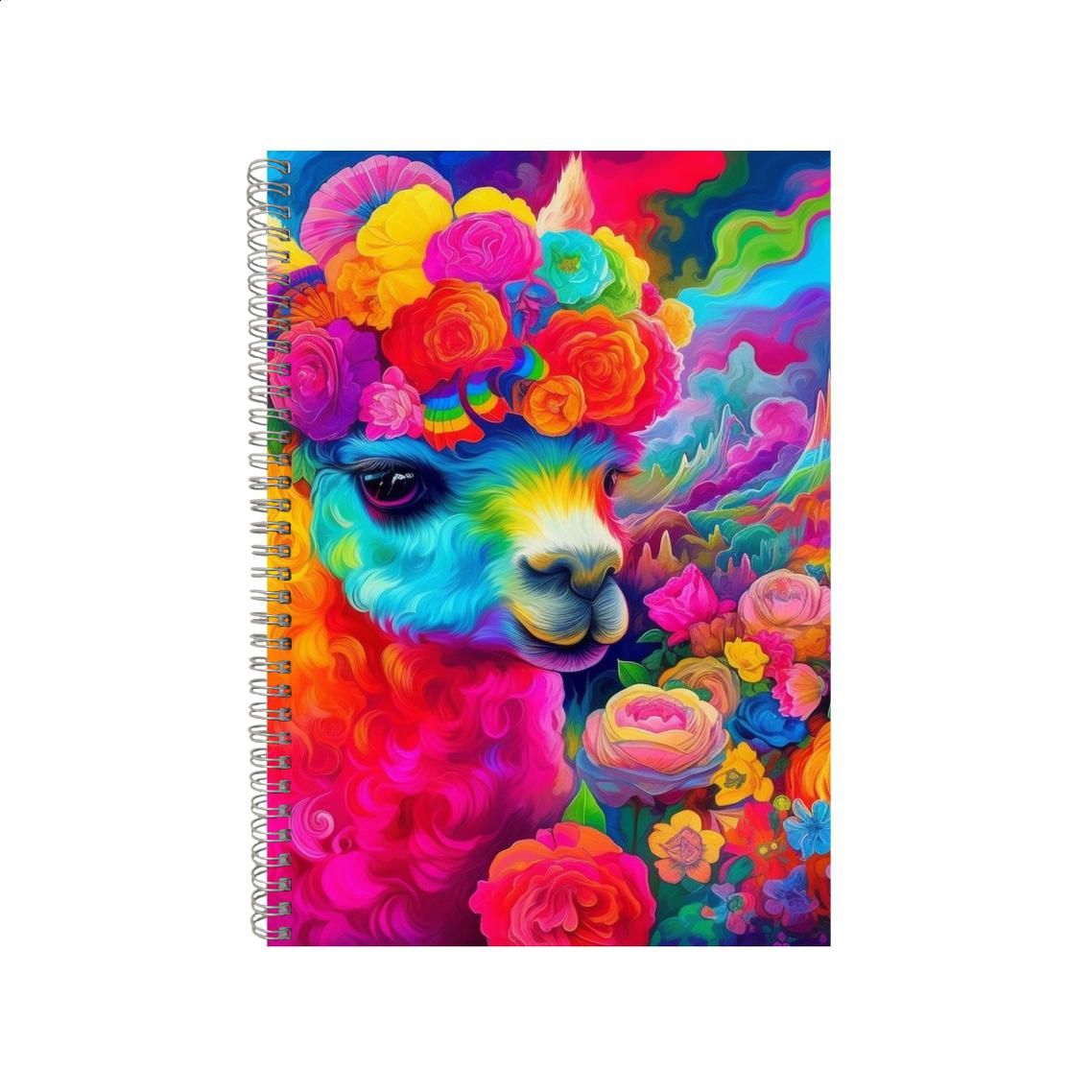 Alpaca Roses Rainbow Neon Notebook Gift Idea Writing Book Notepad A4 70 ...
