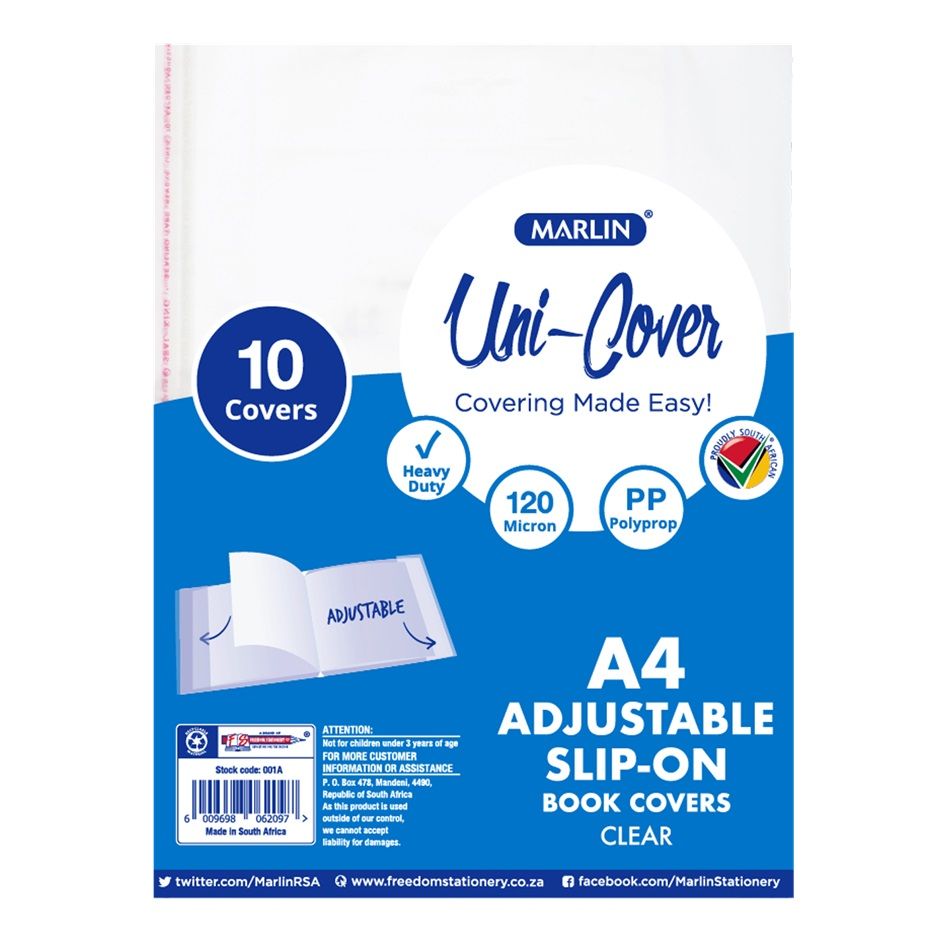 Adjustable A4 Plastic Slip On Clear Covers for School Books (10 Piece ...