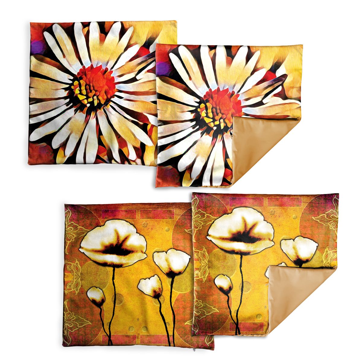 Orange Floral Painted Luxury Scatter Covers - Set of 4 | Shop Today ...