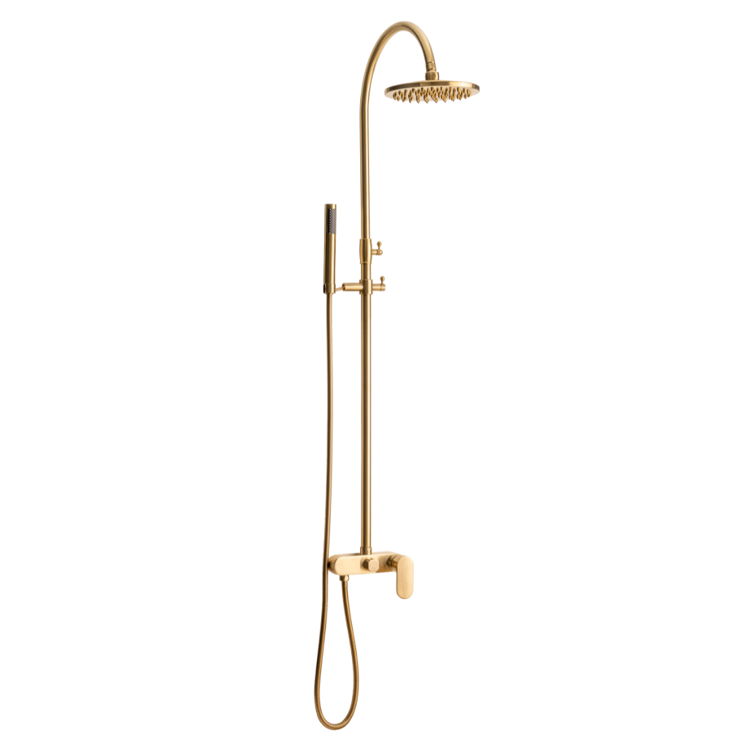 Trendy Taps Premium Quality Brushed Gold Exposed Goose Neck Shower Set ...