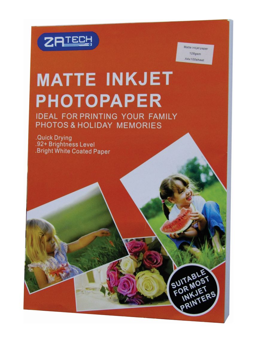 ZATECH Matte Inkjet Photo Paper 128GSM (A4X100sheet) | Shop Today. Get ...