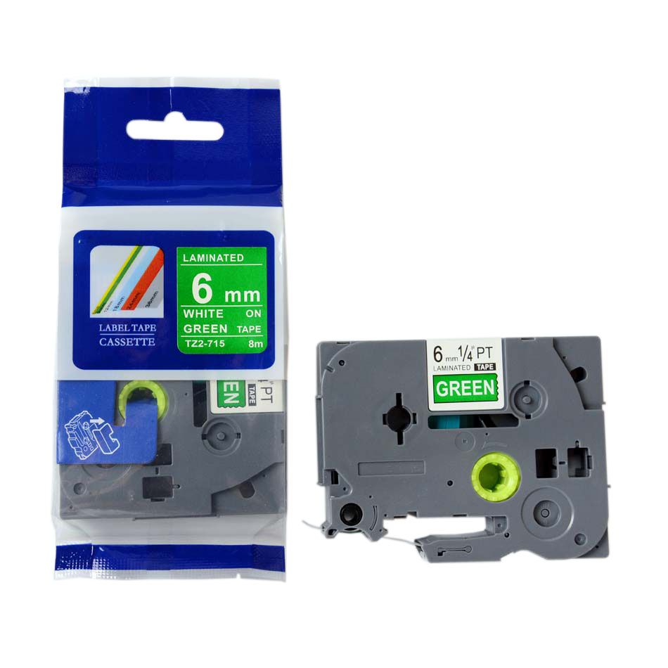 PUTY Compatible Brother Label Cartridge TZ-715 / TZ715 White on Green ...