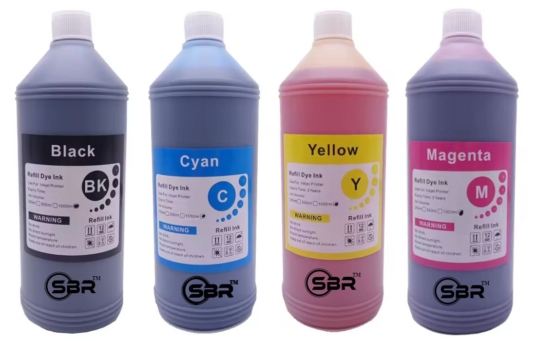 Printer Refill Dye ink 1 Litre Bulk Pack - All Colors - BK C Y M | Shop ...
