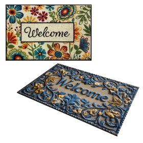 Decor Bright & Colourful Floral Welcome Door Mats Set of 2 | Shop Today ...