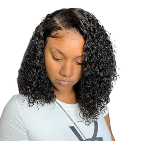 12 inch Water Wave Wigs Human Hair Glueless Wear to Go Bob Wig 4x4 ...