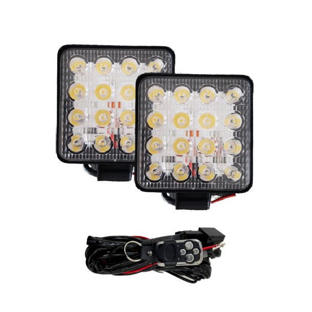 LED Square Spotlight 48W - Pack of 2 with Remote Wiring Harness | Shop ...