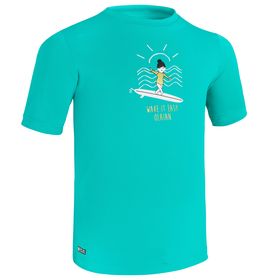 Olaian Kids Anti-UV Printed Surfing Water T-Shirt - Turquoise | Shop ...