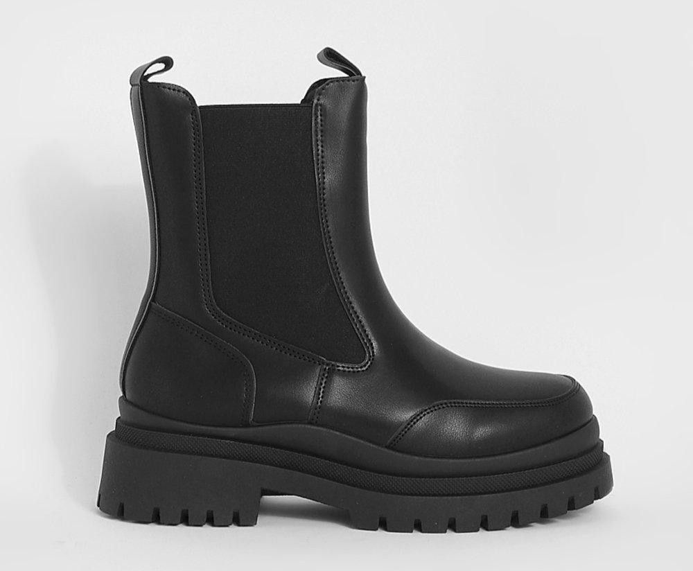 boohoo - Womens Chunky Wave Sole Chelsea Boots - Black | Shop Today ...