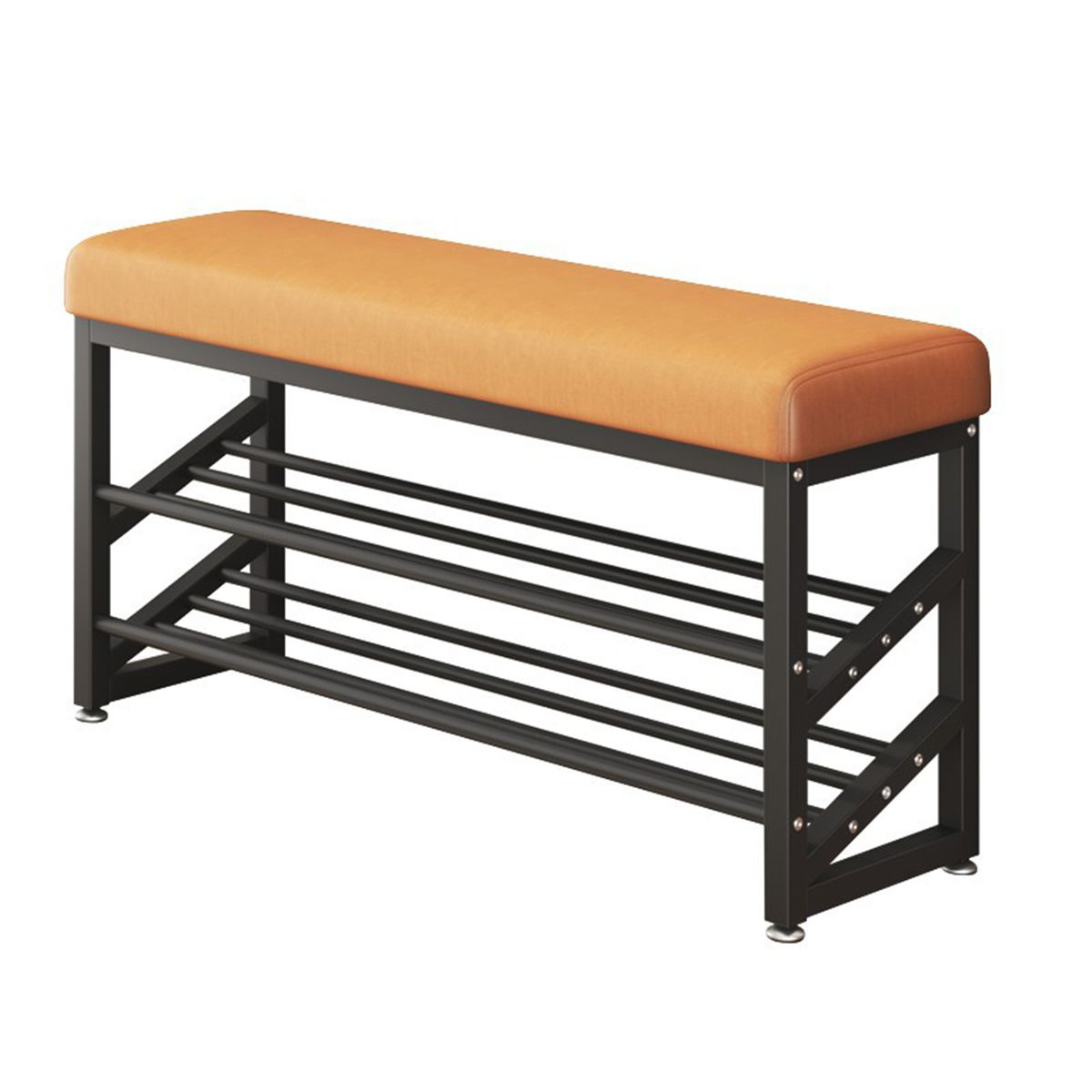 60CM Shoe Rack Bench 2-Tier Metal Tilted Shoe Rack Shelves with Cushion ...