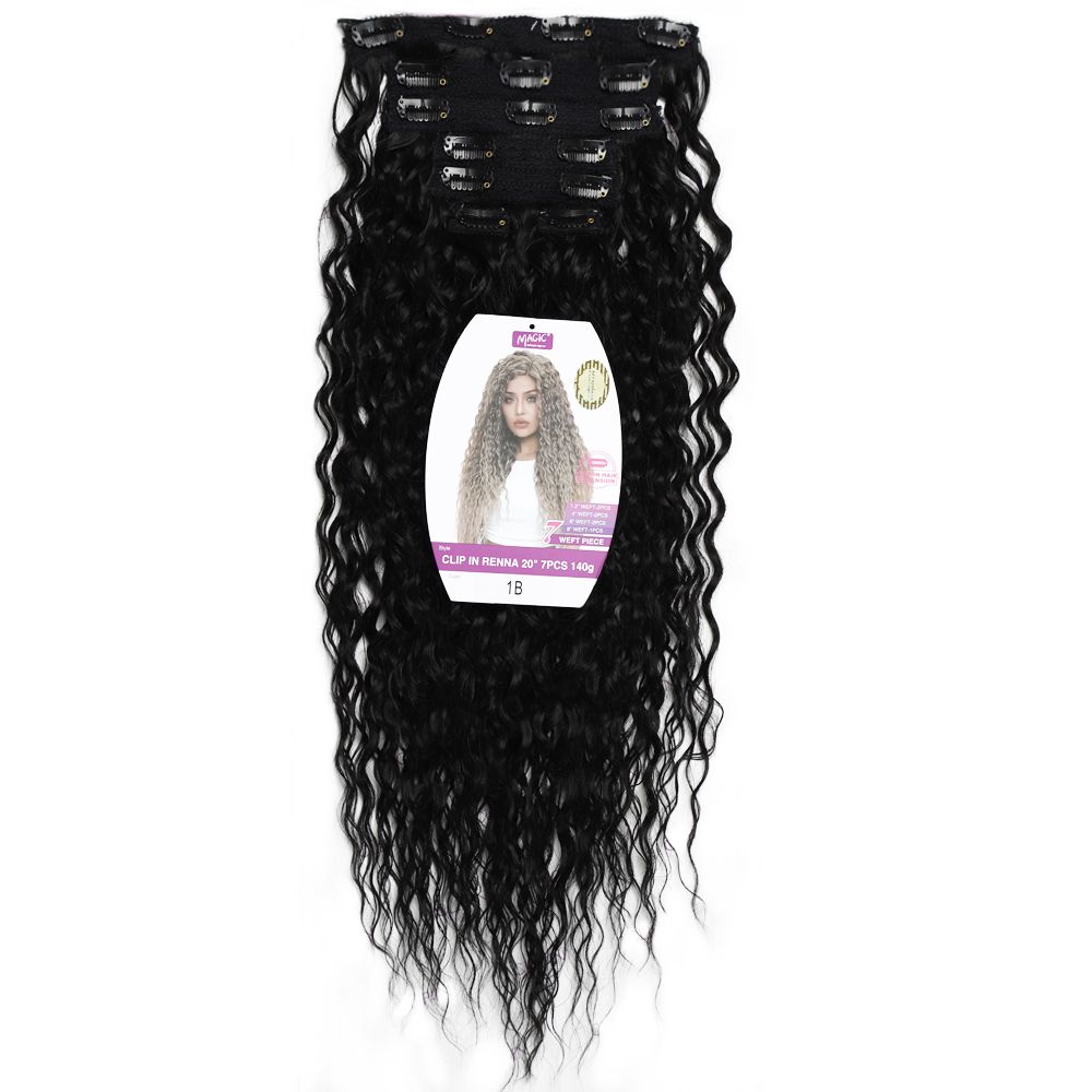 Magic Long Synthetic Weaves Hair 7Piece 140g Clip Renna 20" 1B | Shop ...