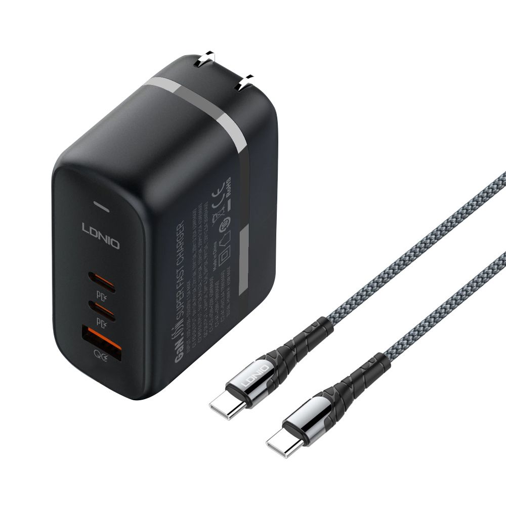 LDNIO Q366 GaN 65W PD Super Fast Travel Charger + 65W Type-C Cables ...