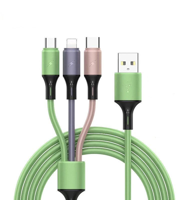 3-in-1 Fast Charging Silicone USB Cable Colorful Options | Shop Today ...