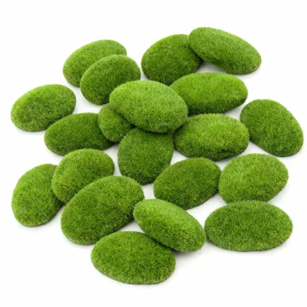 20 Piece 5x7cm Artificial Moss Rocks Decor-Green Moss Covered Stones ...