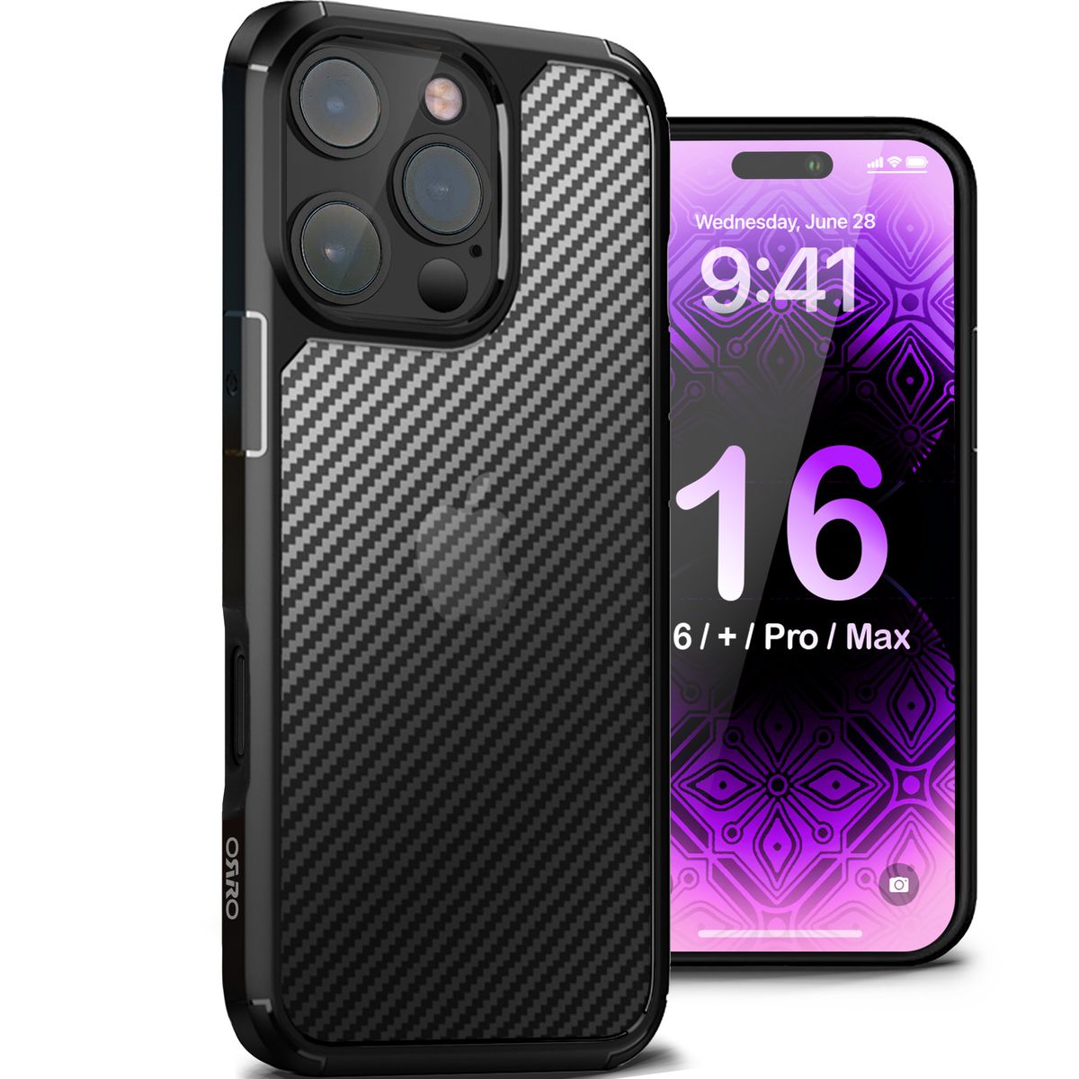 ORRO iPhone 16 Series Case Carbon Fibre Textured Black Cover 16/+/Pro ... ORRO iPhone 16 Series Case Carbon Fibre Textured Black Cover 16/+/Pro ...