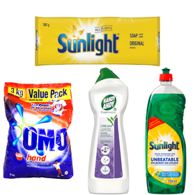 OMO Hand Washing Powder+Handy Andy + Sunlight BarSoap + Dishwashing ...