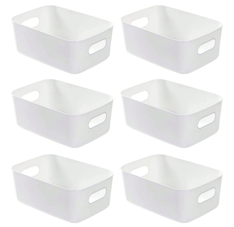 6 Piece - Multi-Purpose Storage Containers For Organization - White ...
