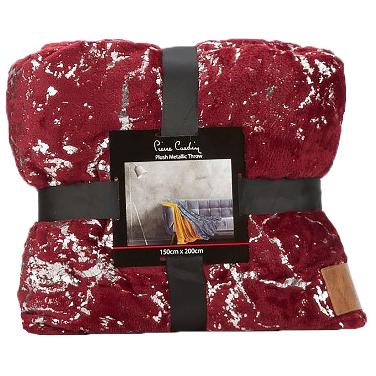 Pierre Cardin Plush Metallic Throw - Burgundy with Silver Foil | Shop ...