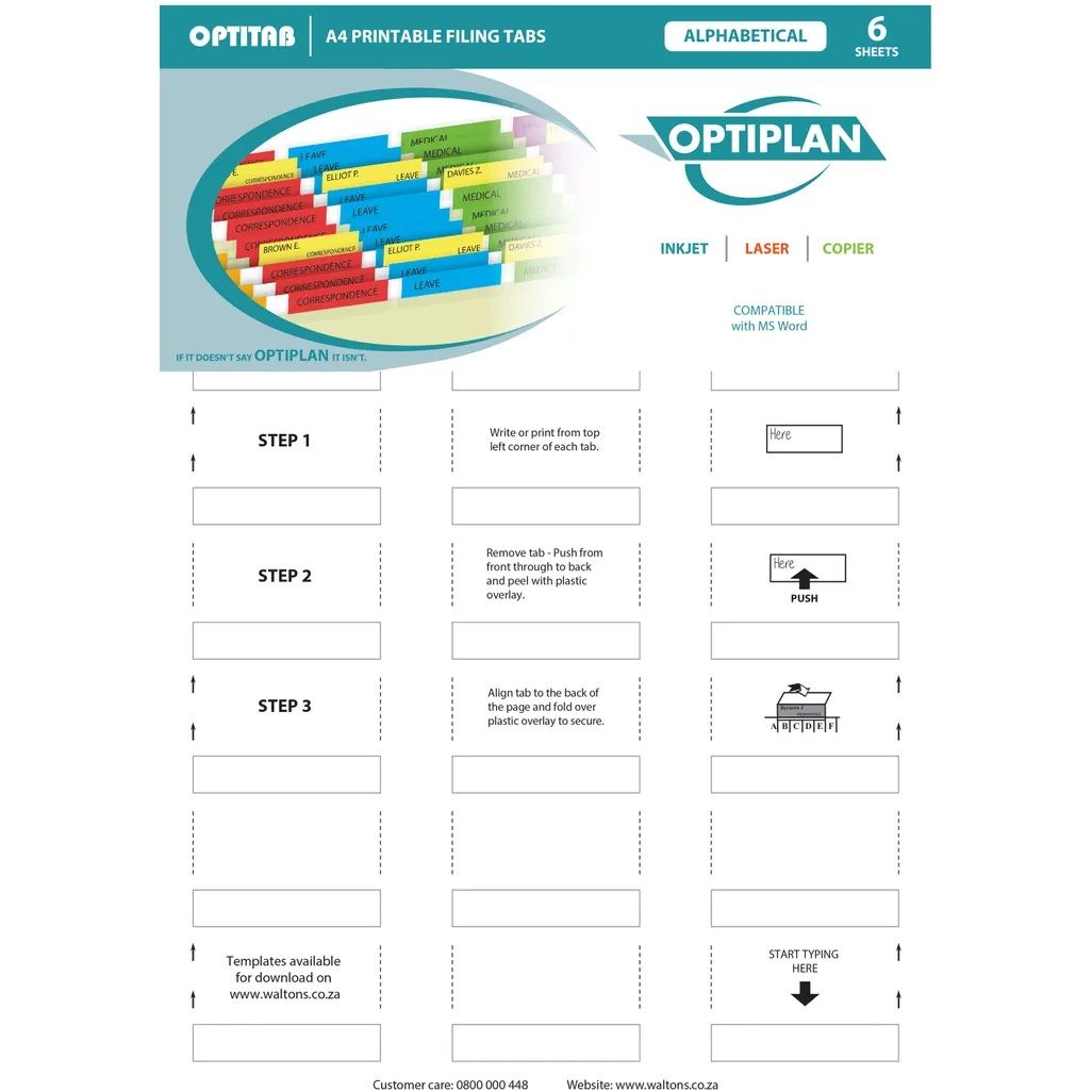 Optiplan Opti Tabs Alpha A4 24up (Pack 144) White | Shop Today. Get it ...