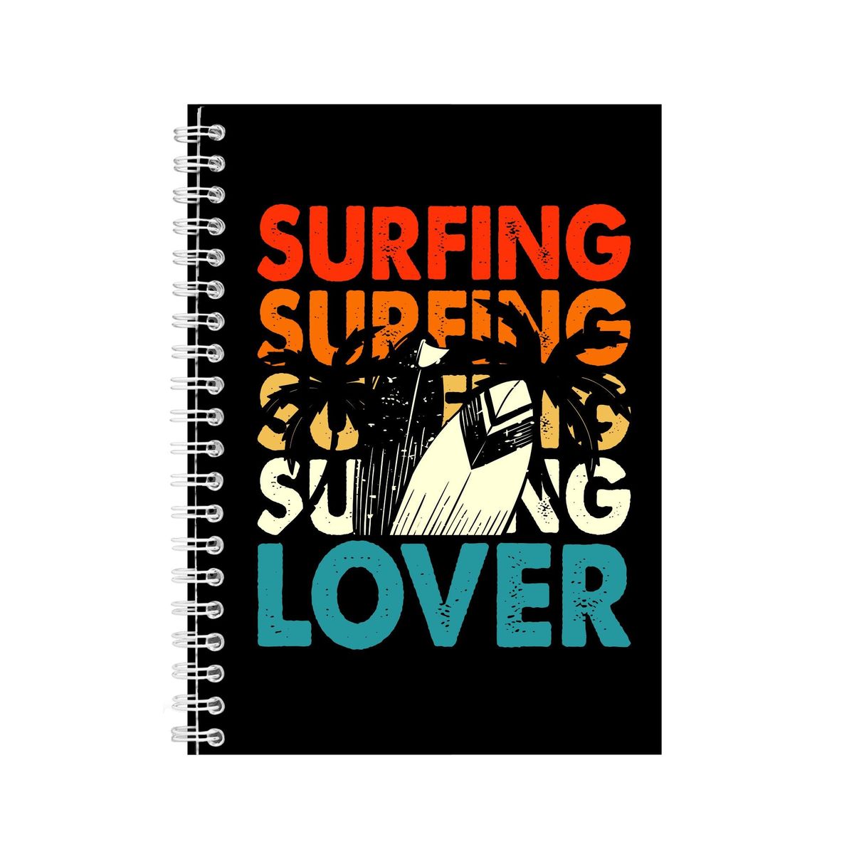 Red Surf A5 Notebook Spiral and Lined Surfing Graphic Notepad Present ...