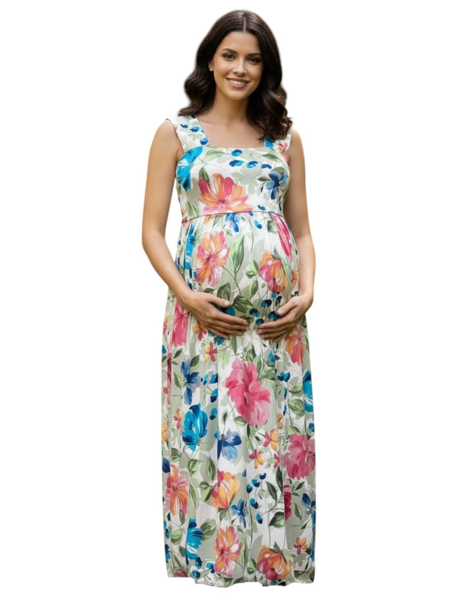 Maternity Wide Strap Maternity Maxi Dress Spring Floral | Shop Today ...