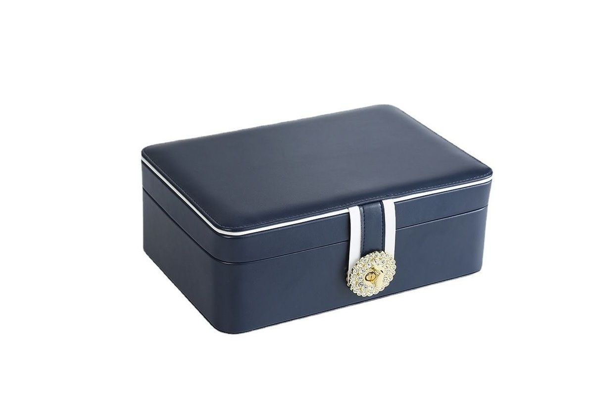 Navy Blue Double Layer Large Capacity Jewellery Box | Shop Today. Get ...