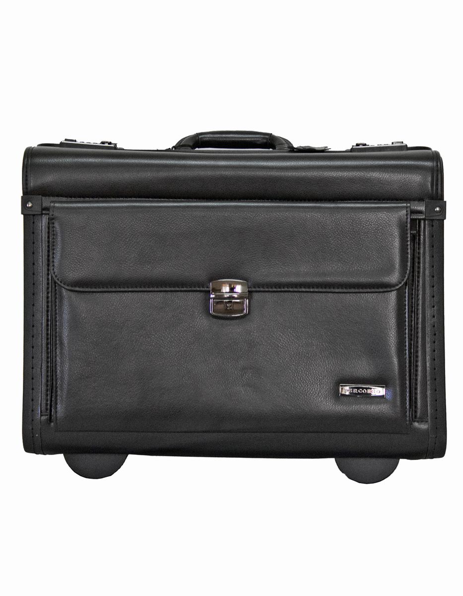Fino 9216-AB003F Bonded Leather 17" Laptop Pilot Trolley Case On 2 ...