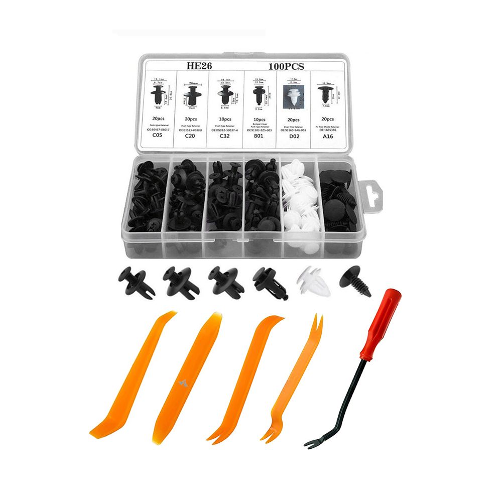 100 Pieces Plastic Auto Retainer Clips Kit with Fastener Remover | Shop ...