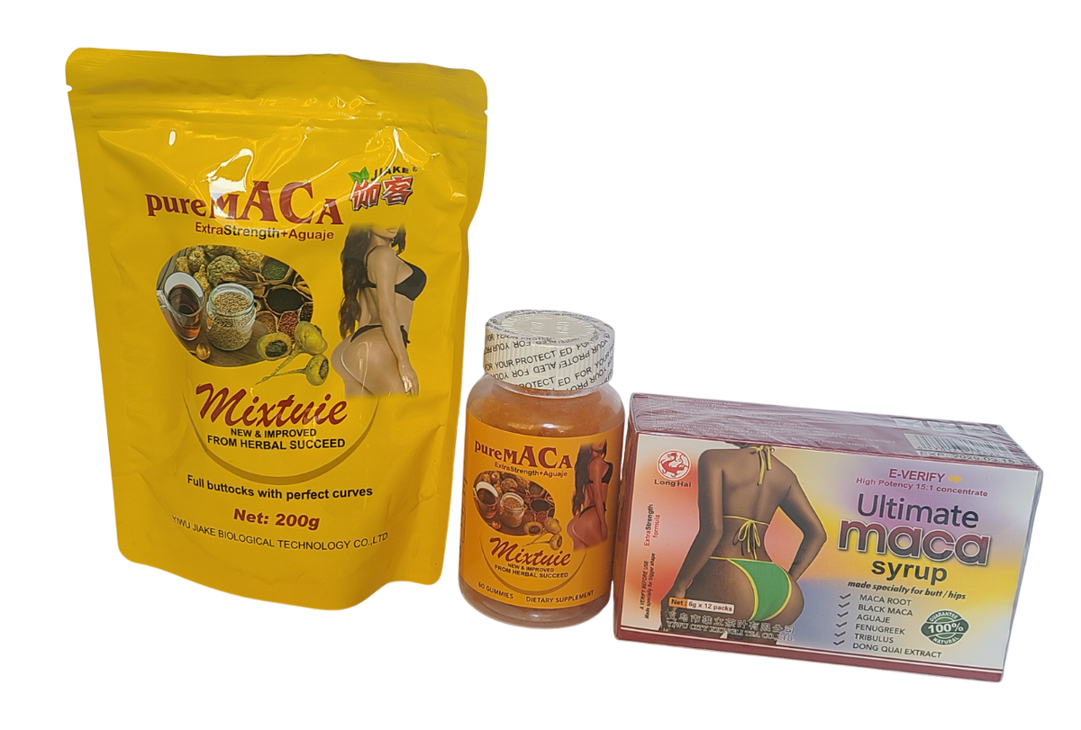 Pure Maca Tea, Syrup, Gummies and Ultimate Maca Syrup for Butt & Hip ...