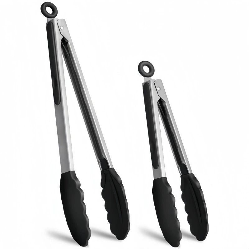 Stainless Steel Heat Resistant Kitchen Tongs for Cooking, 23 + 30 cm ...