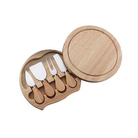 Round Wood Cheese Board Set with 4 Knives | Shop Today. Get it Tomorrow ...