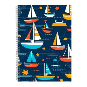 Boats_18 A4 Notebook Spiral Lined Boat Patterns Graphic Notepad Present ...