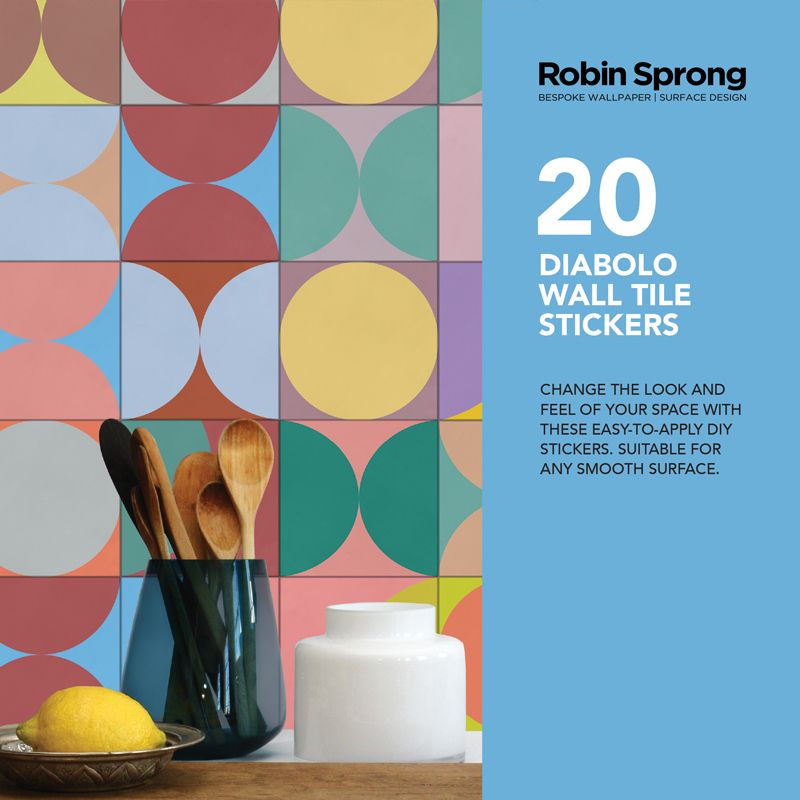 Robin Sprong Pack of 20 15 x 15 cm Diabolo Wall Tile Stickers | Shop ...
