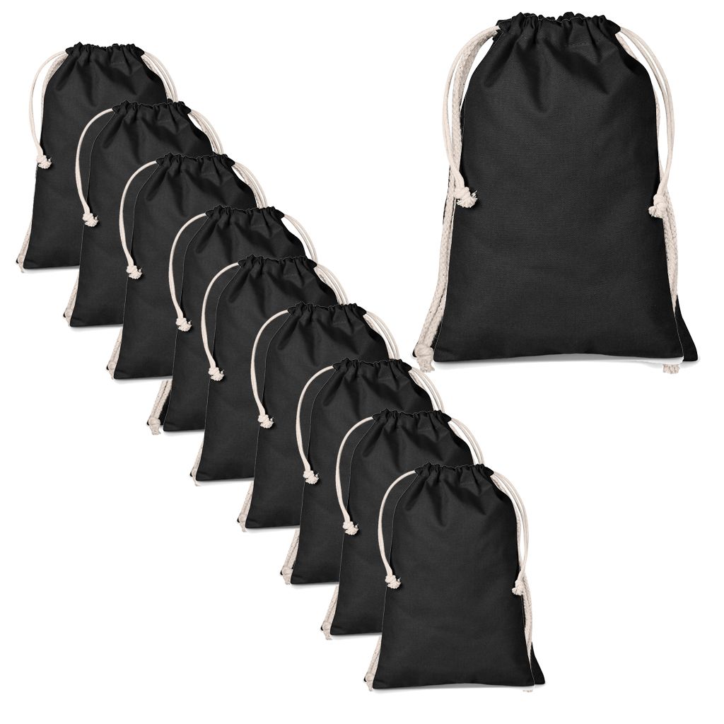 Black Natural Cotton Drawstring Bag (Pack of 10) | Shop Today. Get it ...