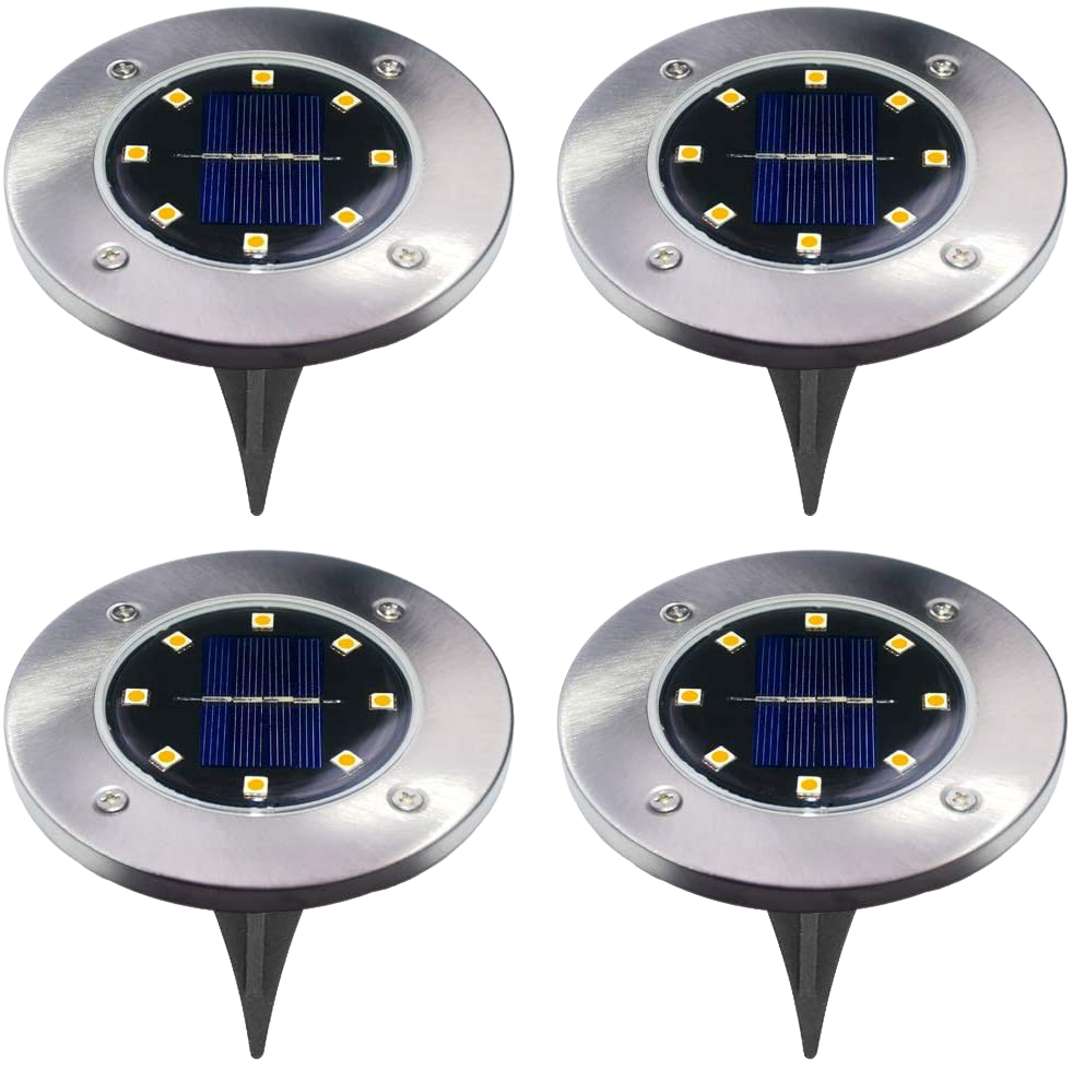 4PCS Solar Powered 8 LED Ground Light For Borders Driveway Pathways ...