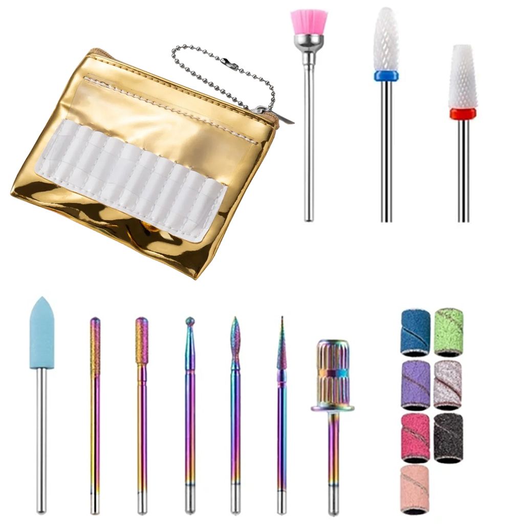 10 Pieces Nail Drill Bits Set with 25 Pieces Sanding Bands for Nail ...