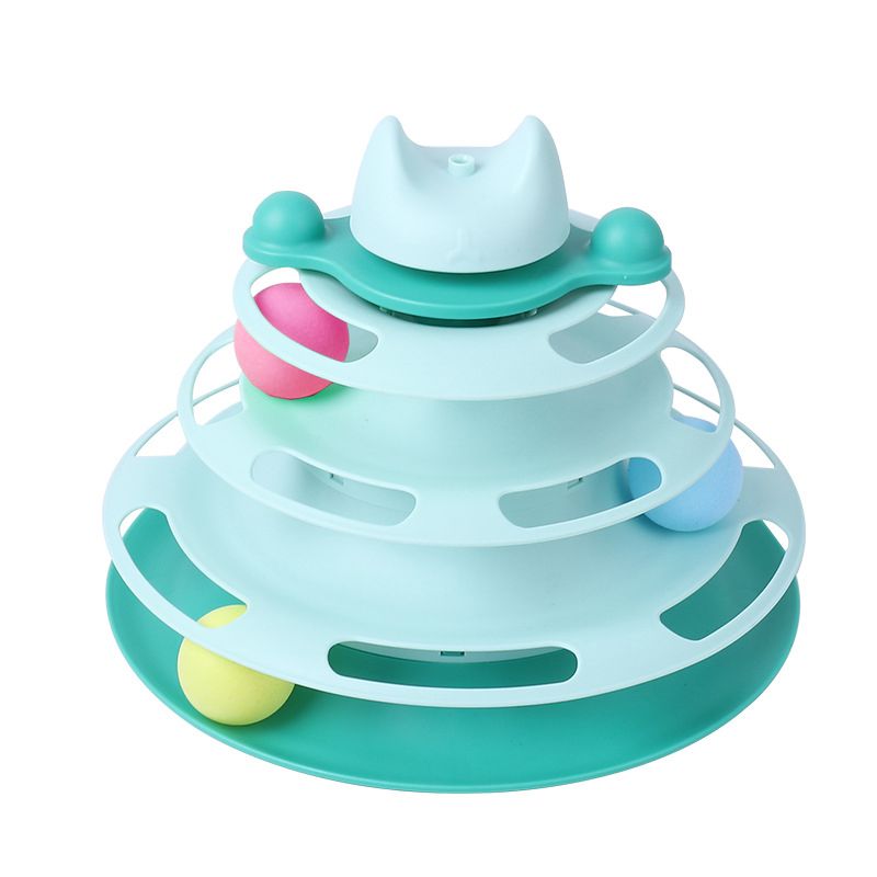 4 Levels Cat Turntable Toy Kitten Tower Tracks With Balls For Cats ...