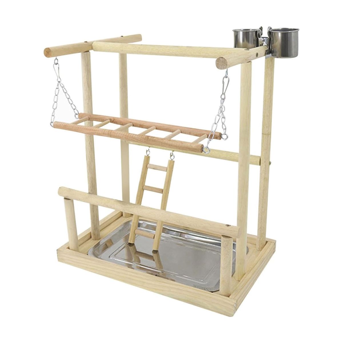 Pet Bird Parrot Interactive Training and Playing Stand with Double ...