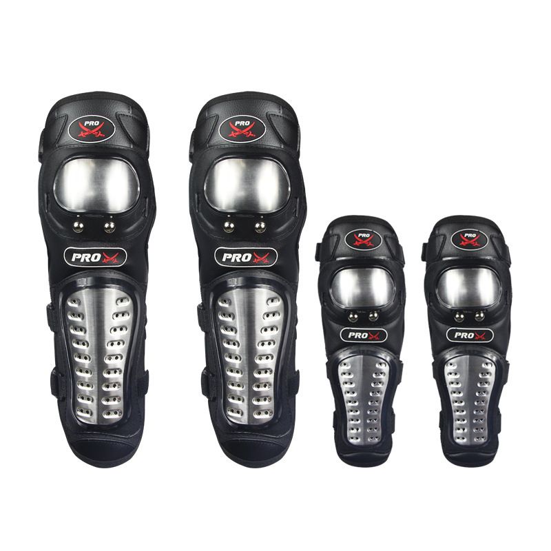 4 Piece Stainless Steel Motorcycle Elbow Knee Shin Guards Protector ...