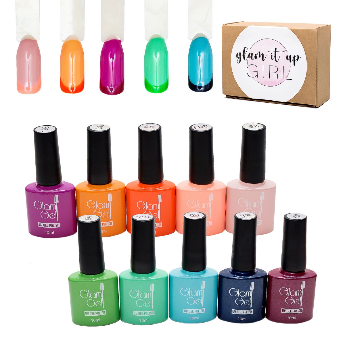 Glam It Up Girl/ UV LED Glam Gel Nail Polish set of 10 - Material Girl ...